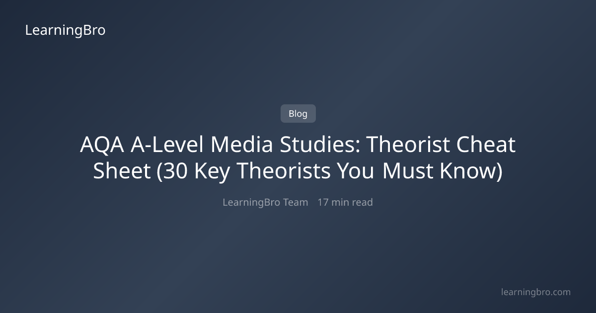 AQA A-Level Media Studies: Theorist Cheat Sheet (30 Key Theorists You ...